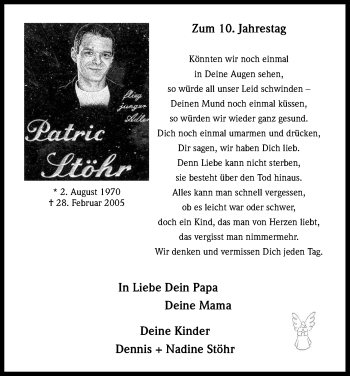 Traueranzeigen von Patrick Stöhr | WirTrauern