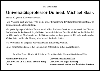 Traueranzeigen von Michael Staak | WirTrauern