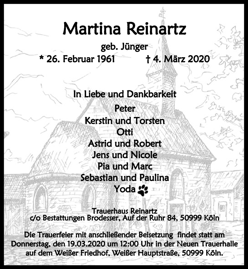 Traueranzeigen von Martina Reinartz | WirTrauern Traueranzeigen von Martina Reinartz | WirTrauern