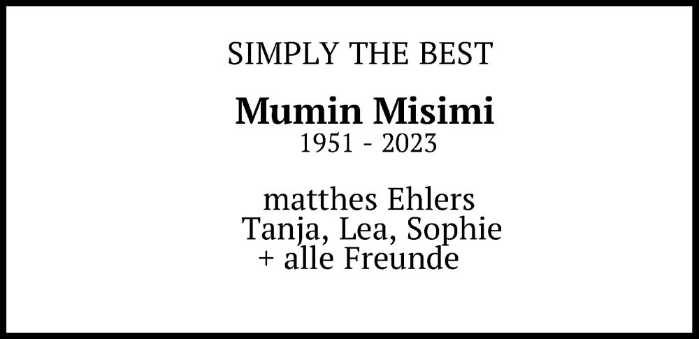 Traueranzeigen von Mumin Misimi | WirTrauern